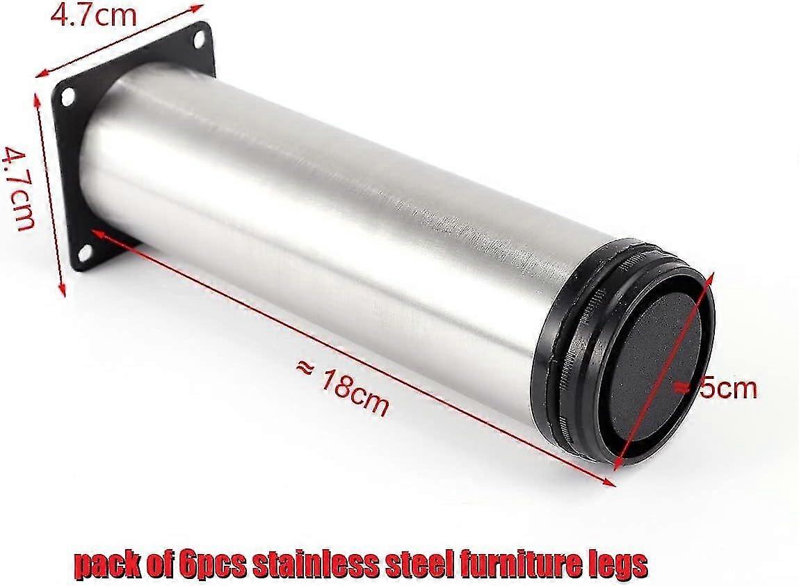 6 Pieces Adjustable Furniture Legs, 18cm Stainless Steel Furniture Legs ...
