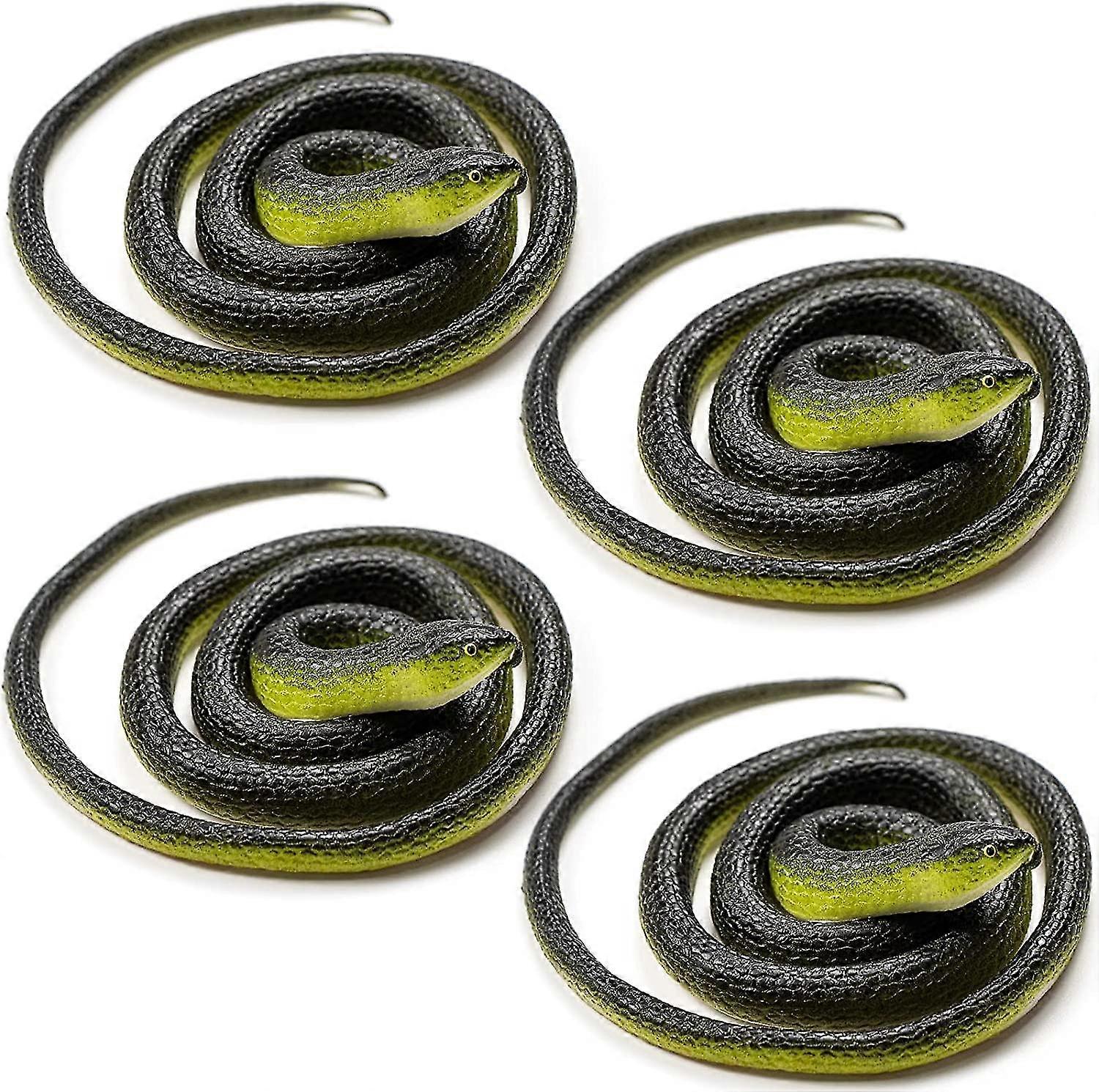 Fake Snake Rubber Snake - 4 Pieces Realistic Black Mamba Snakes For ...