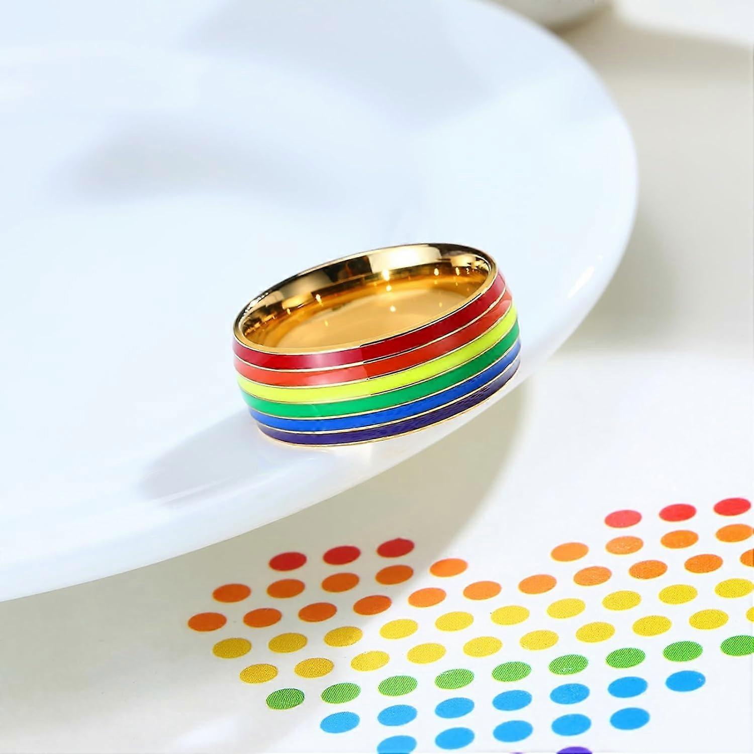 Pride Ring Titanium Steel Eternity LGBT Rainbow Rings for Gay Lesbian ...