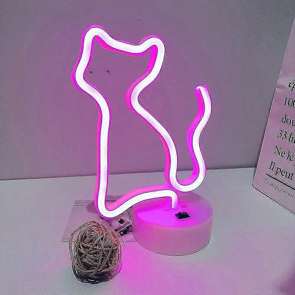 Neon Cat Light Sign Cat Neon Lights With Base Room Decor Battery And ...