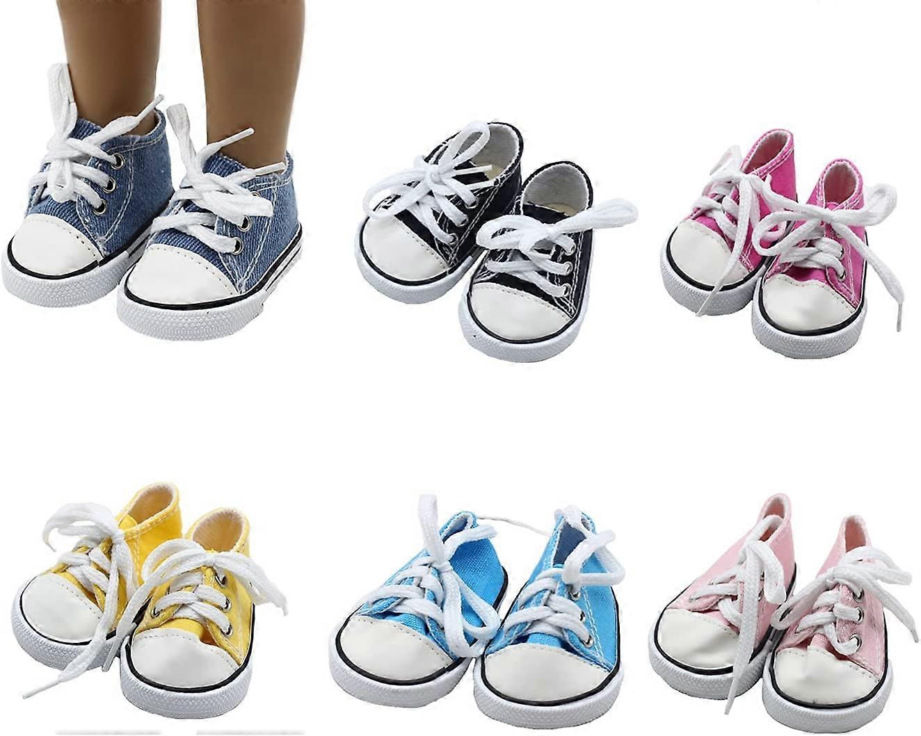 6 Pairs Miniature Canvas Sneaker Mini Tennis Shoes Fit Mini 18 Inch ...