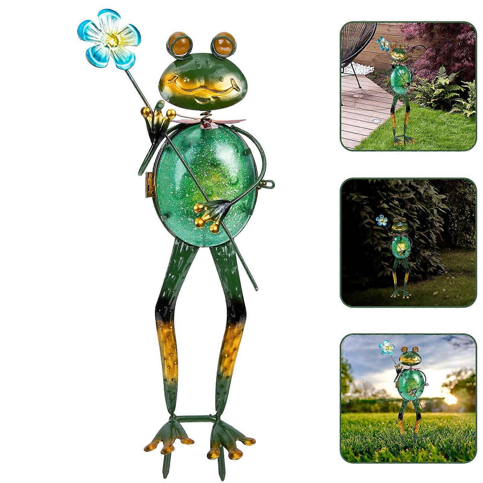 Glass Frog Solar Light Frogs Statue Solar Powered Warm Lawn Lights ...