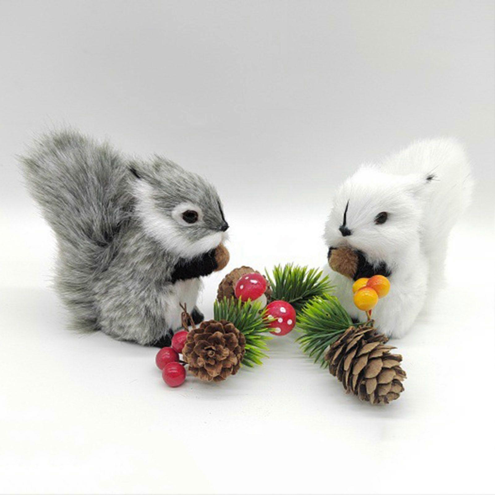 Plush Squirrel Figurine Realistic Simulation Squirrel Model Lifelike ...