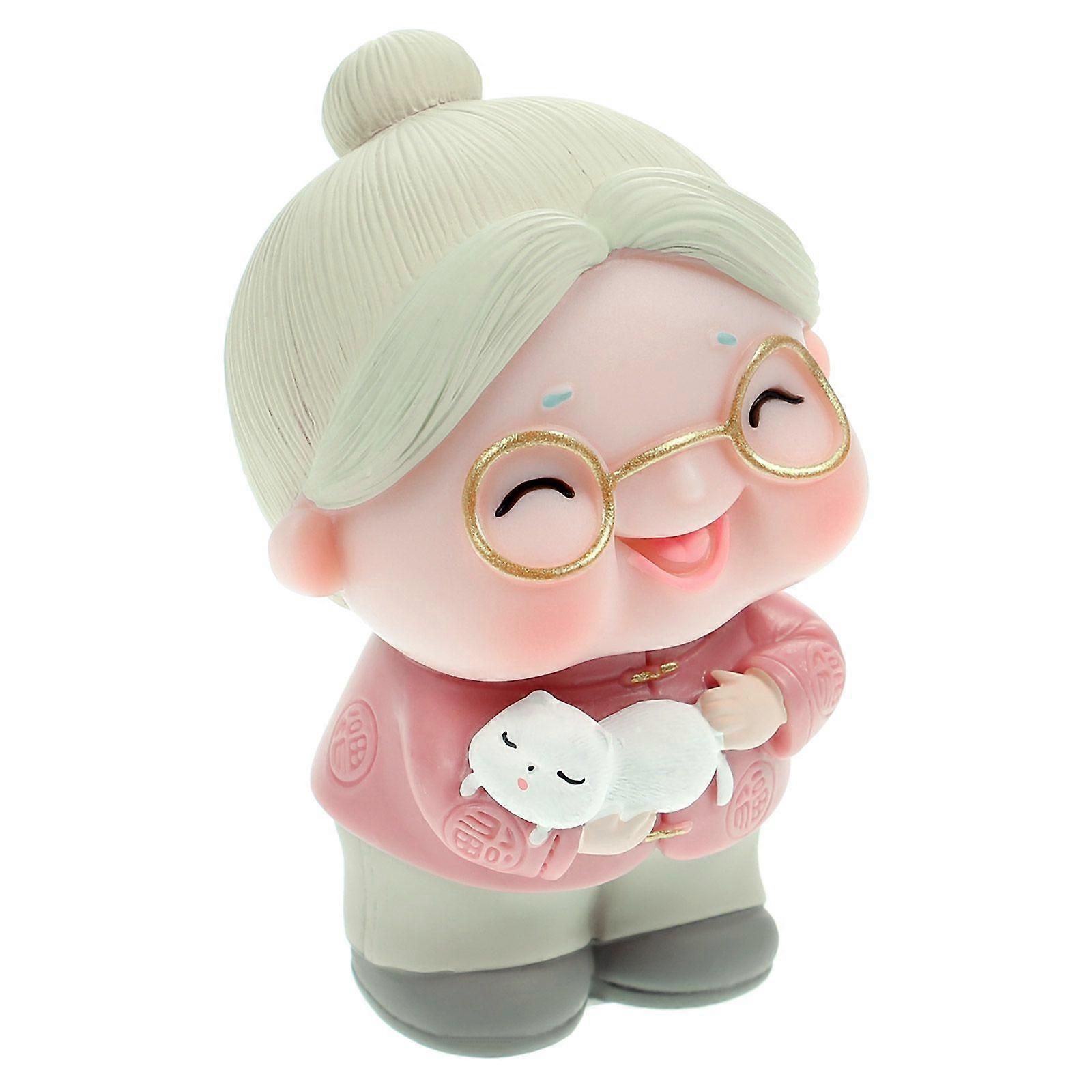 1Pc Old Woman Cake Topper Old Lady Cake Ornament Old People Figurine ...