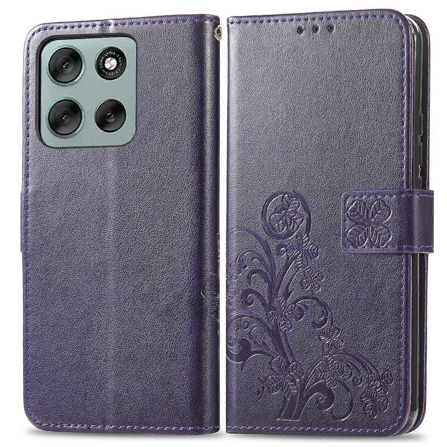 For Motorola Moto G56 5G Leather Case Four-Leaf Clover Wallet Phone ...