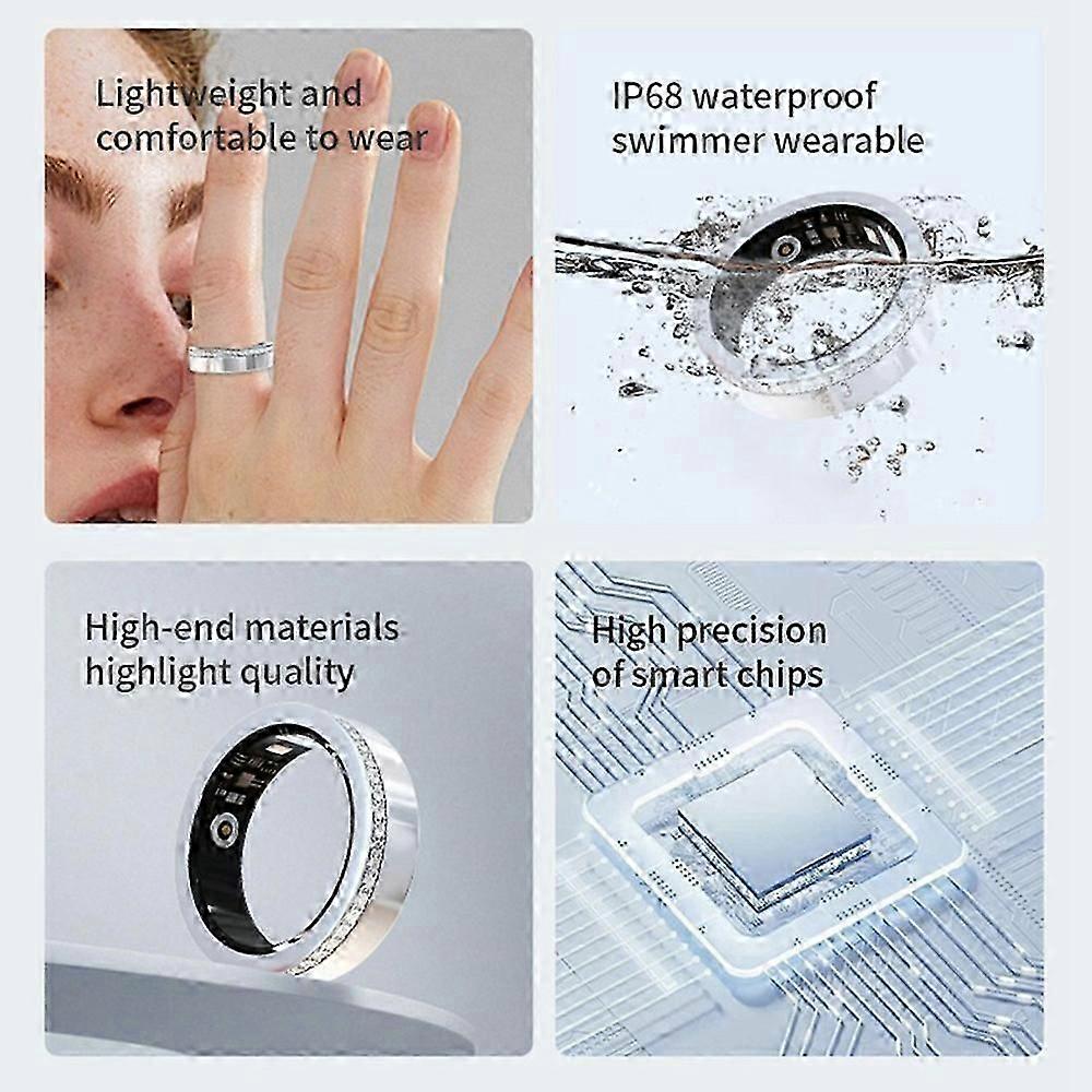 V8 Rhinestone Decor Sleep Heart Rate Health Monitoring Smart Ring with ...