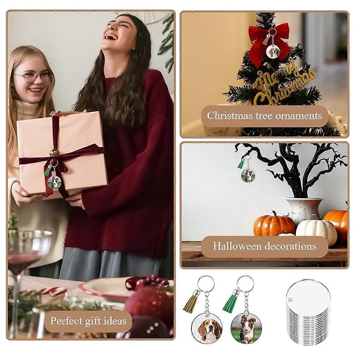 320Pcs Acrylic Keychain Blanks Clear Acrylic Keychain Blanks for Vinyl with 80 Pcs Acrylic ...