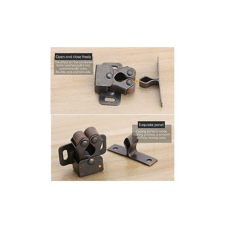 Set of 12 Double Roller Cabinet Door Latches, Door Lock, Polished Brass ...