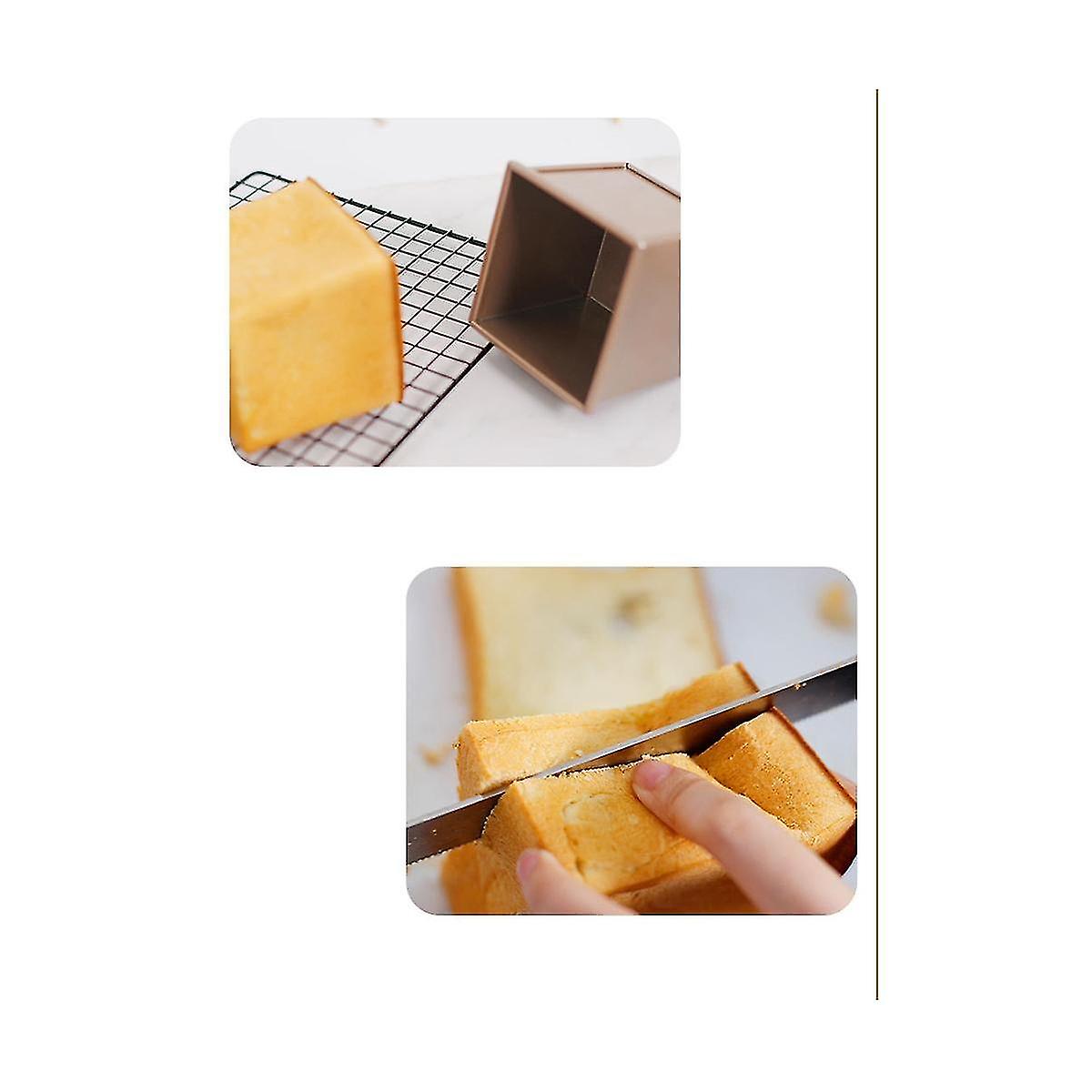 Mini Loaf Pan With Lid, Dough Capacity Non-stick Rectangle Flat Toast ...