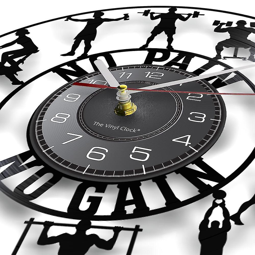 Bodybuilding Kettlebell Gym Sign Wall Clock Weightlifting Workout Vinyl ...