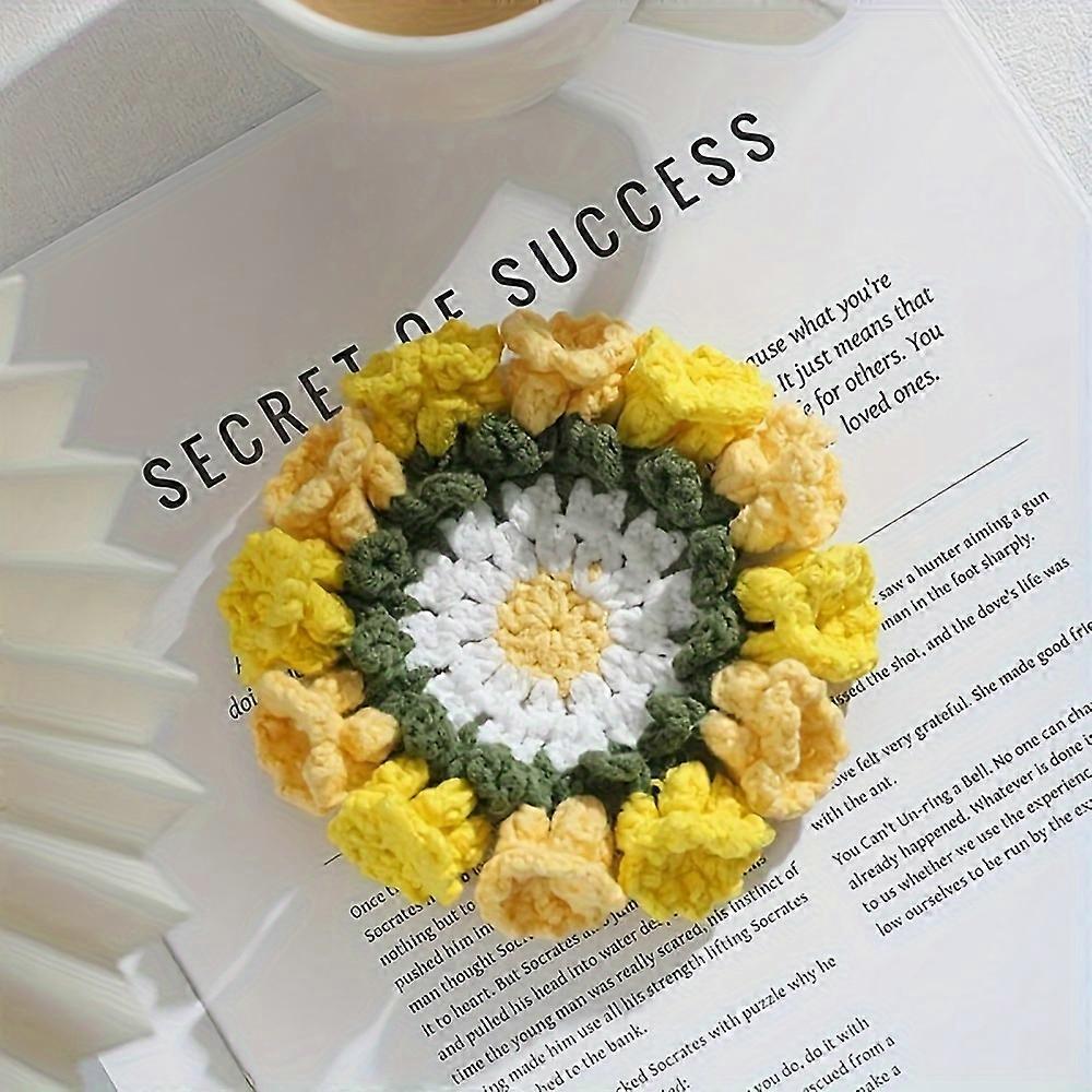 Handmade Crochet Flower Coasters, 3D Floral Cup Mats, Cute Table Decor ...