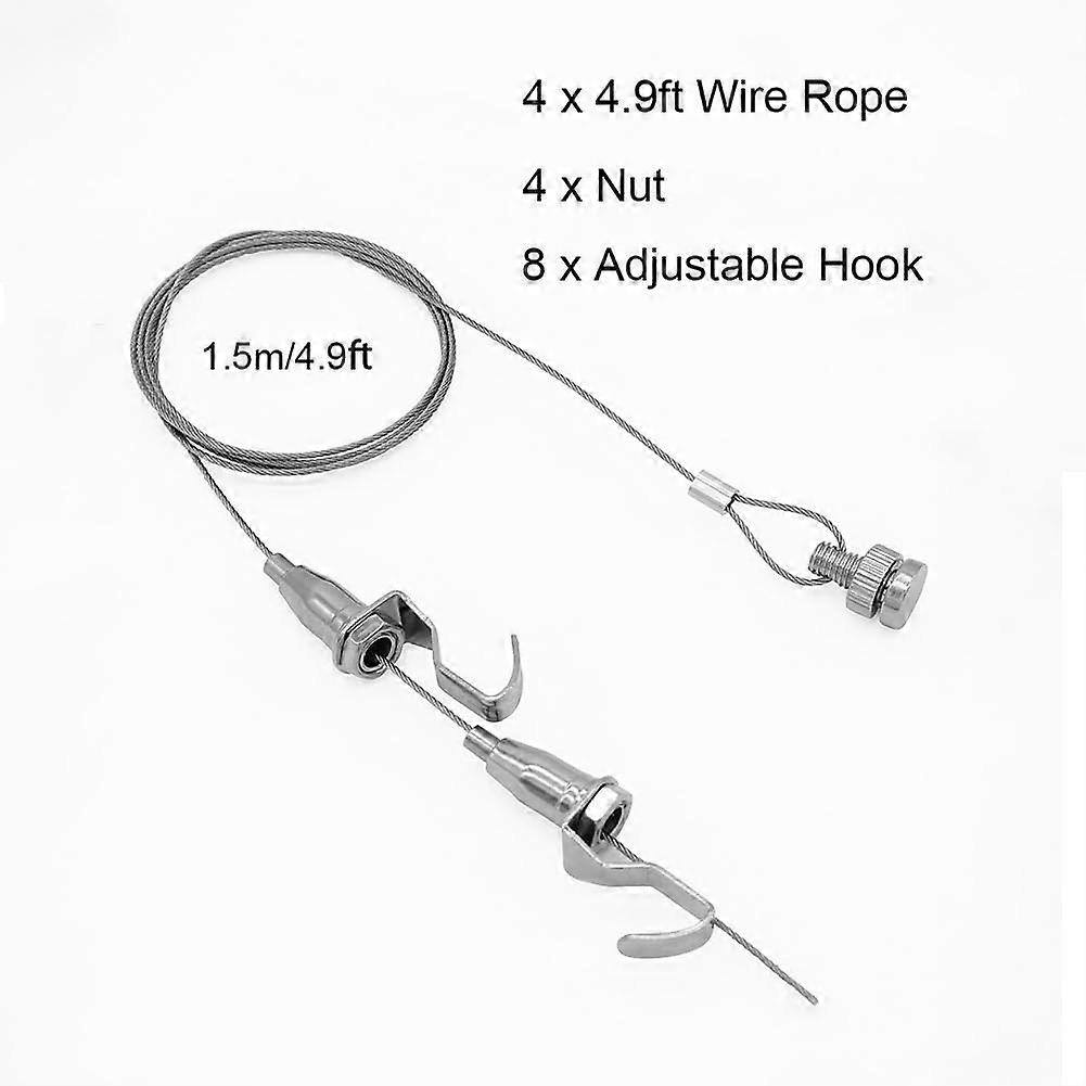 Picture Rail Hooks and Wire, 4.9 Feet Adjustable Picture Hanging ...