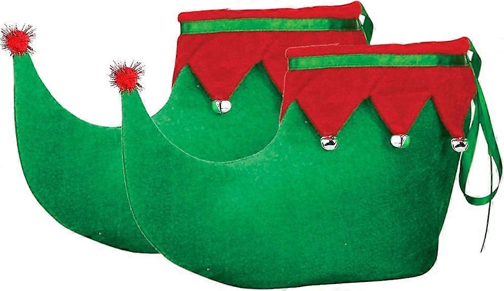 Red Green Elf Shoes Red and Green Velvet Holiday Elf Feet Slippers with ...