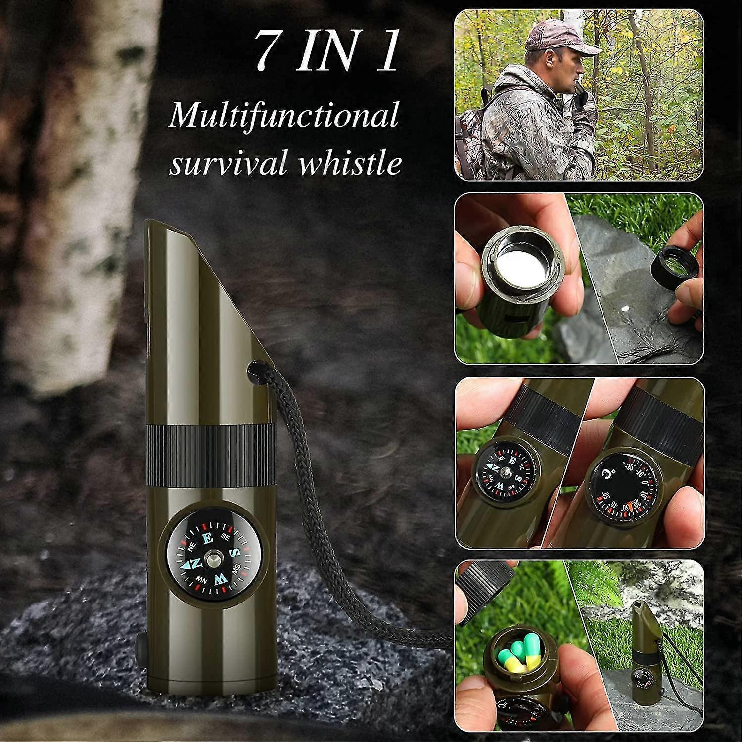 Camping Survival Kit With Lanyard Emergency Compass Safety Whistle ...