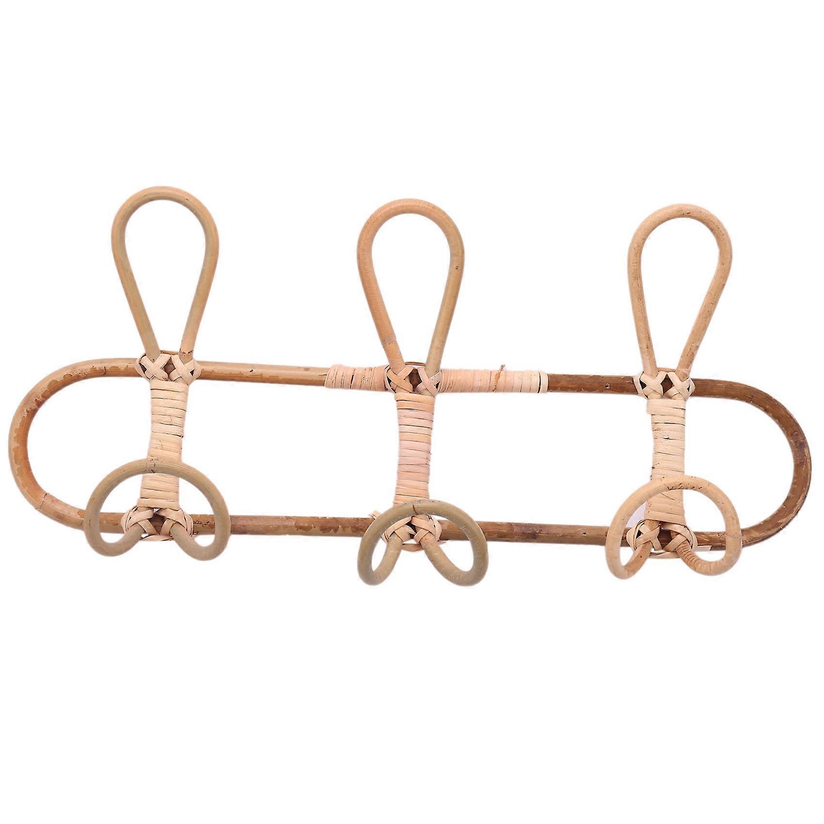 Rattan Wall Hooks Kids Garments Organizer Rack Clothes Hat Hanging Hook ...