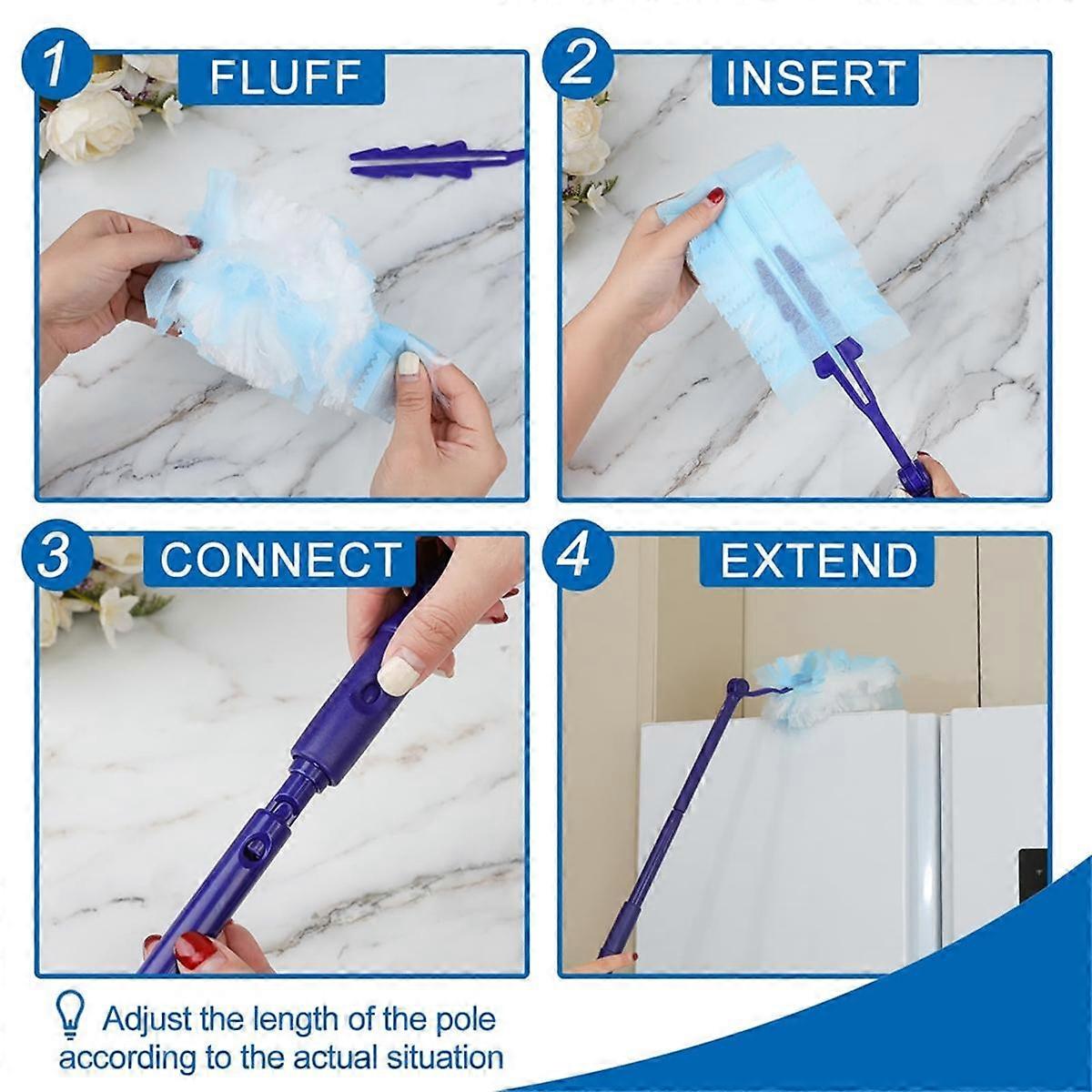 30 Pieces Duster Refills with 1 Long Handle, Disposable Duster Refills ...