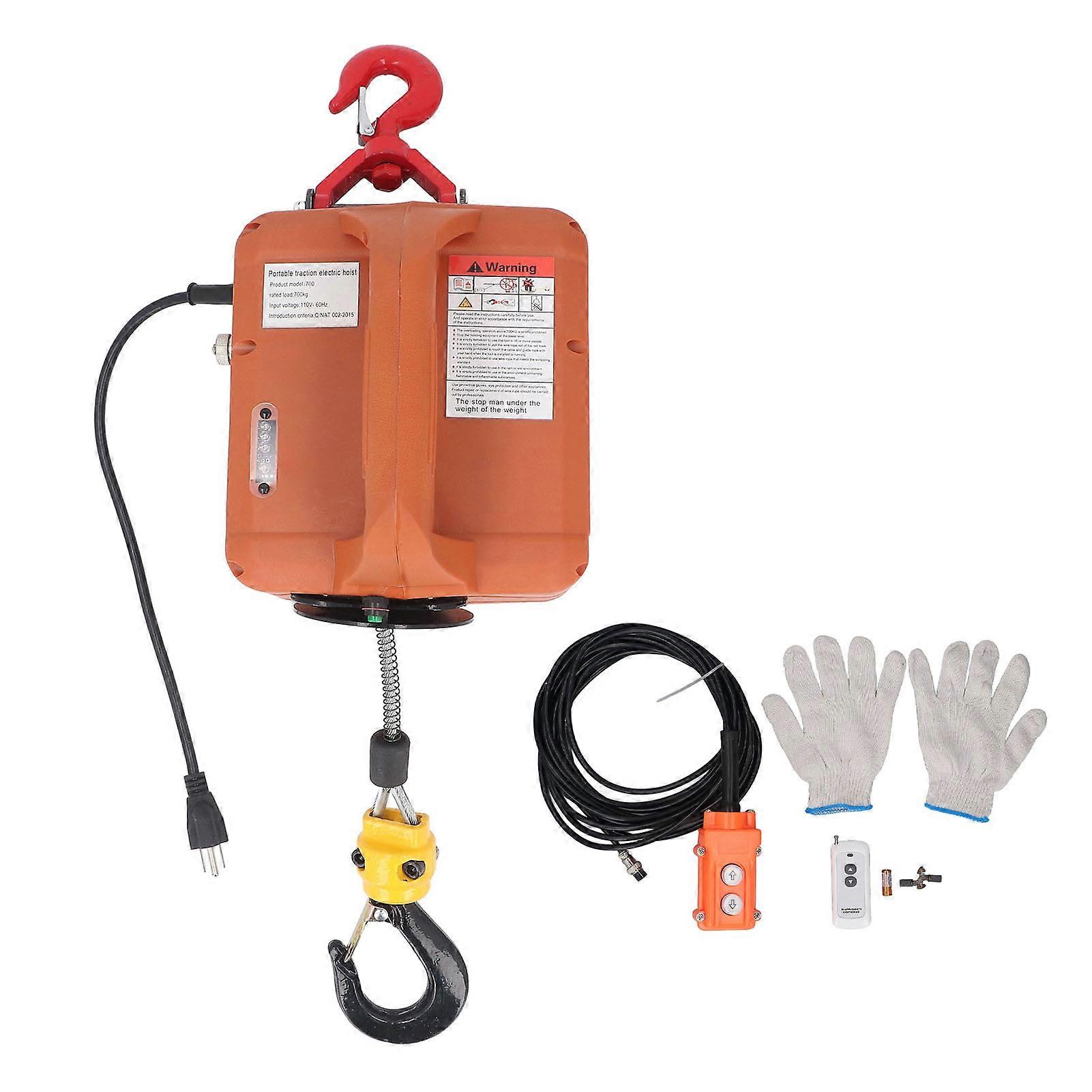 Electric Hoist Winch 3 in 1 1540lbs 1500W Portable Power Crane 7.6m ...