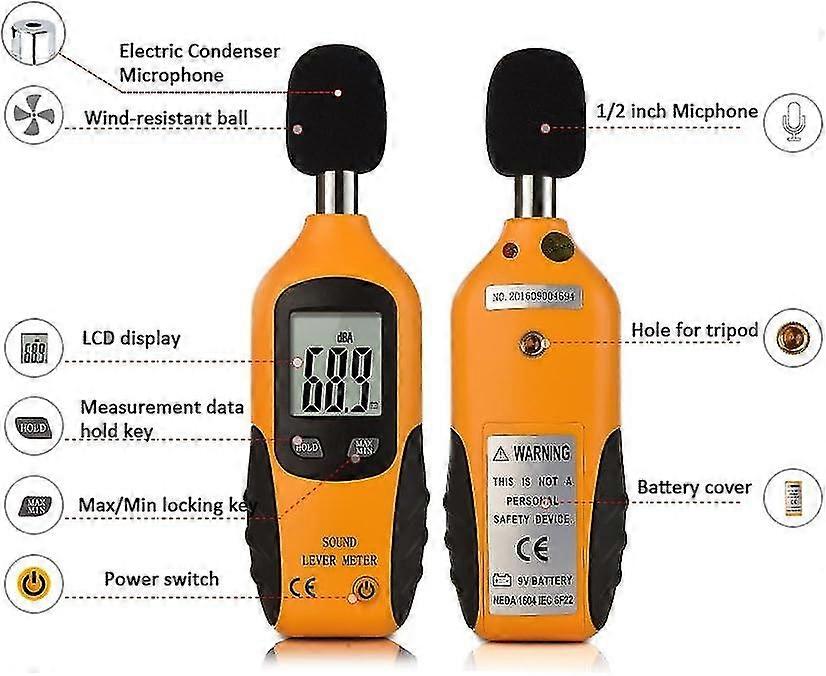 30-130dBA Sound Level Meter, Professional Decibel Meter with Backlit ...