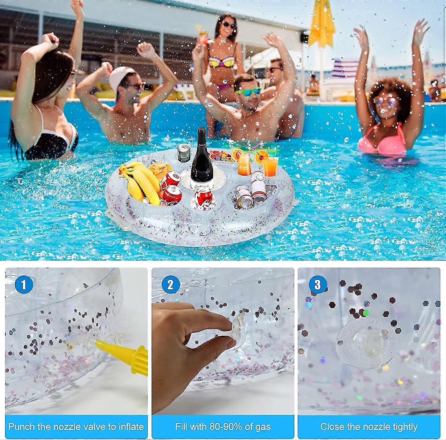 Inflatable Drink Holder Pool Floating Serving Trays 2 In 1 Drink And ...