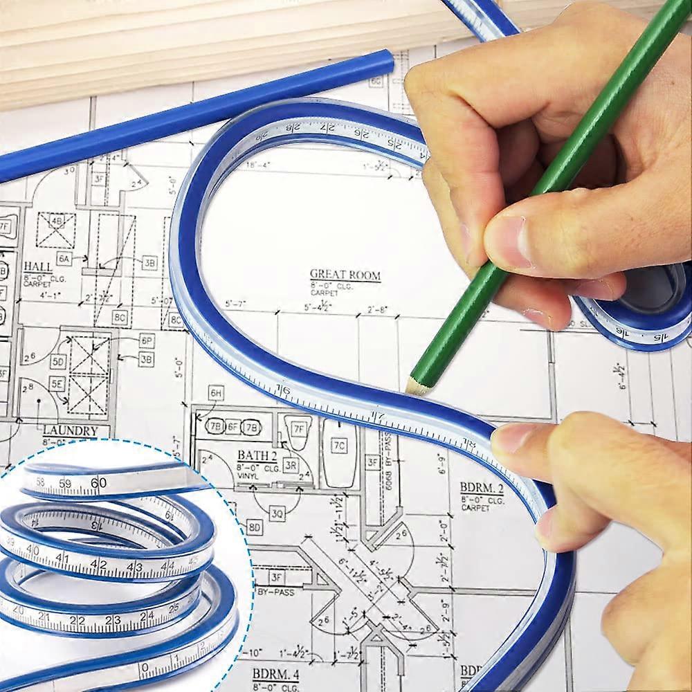 Flexible Curve Ruler,30cm Flexible Ruler,Plastic Measure Woodworking ...