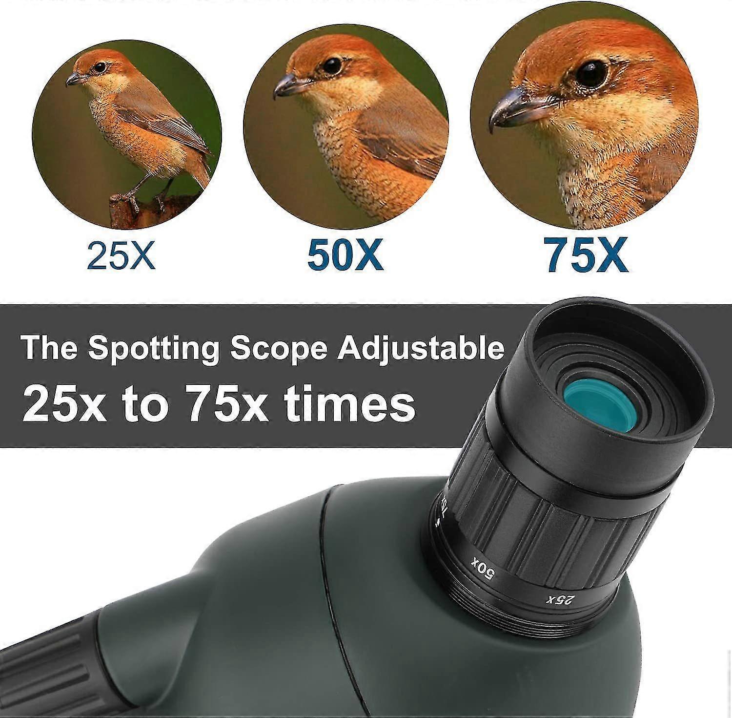 25-75x70 Spotting Scope med stativ, BAK4 Prisma Scope för fågelskådning ...