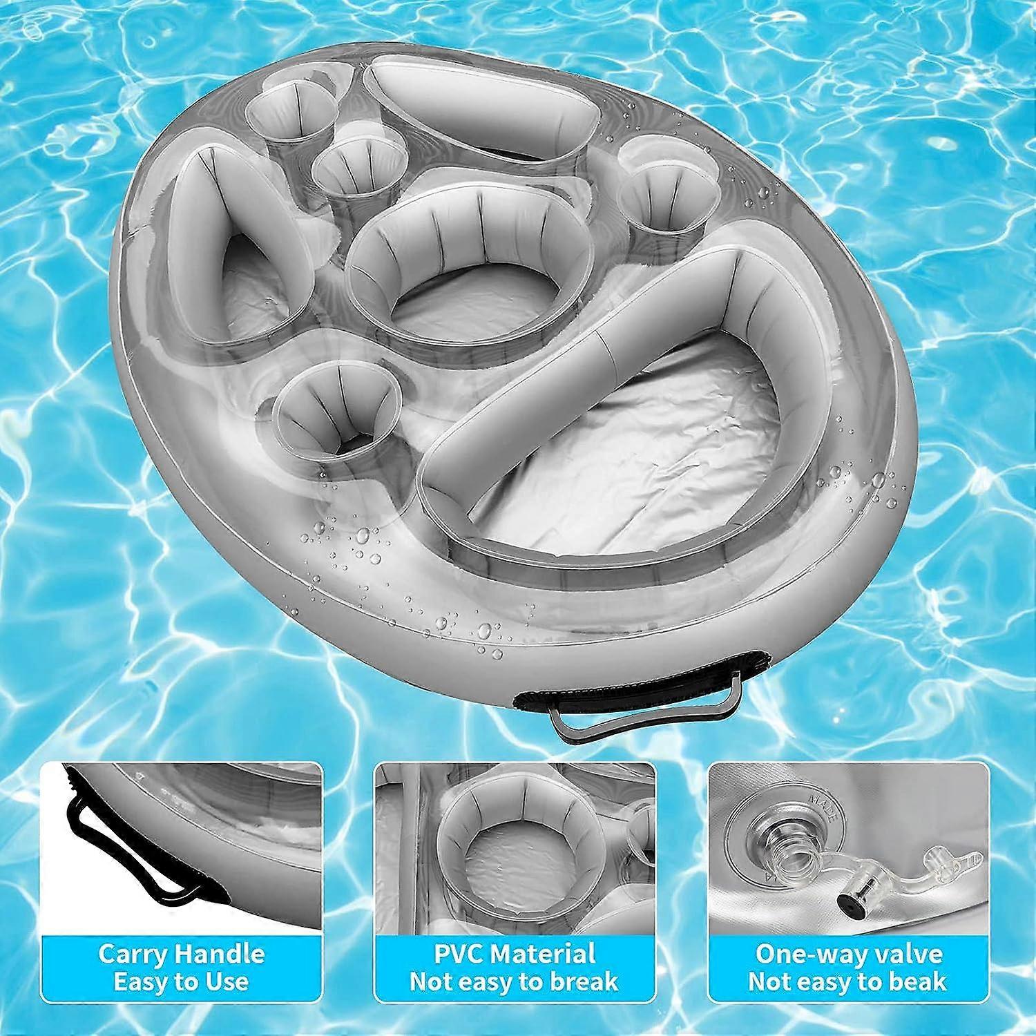 Inflatable Floating Drink Holder with 8 Holes, Floating Table for Pool ...