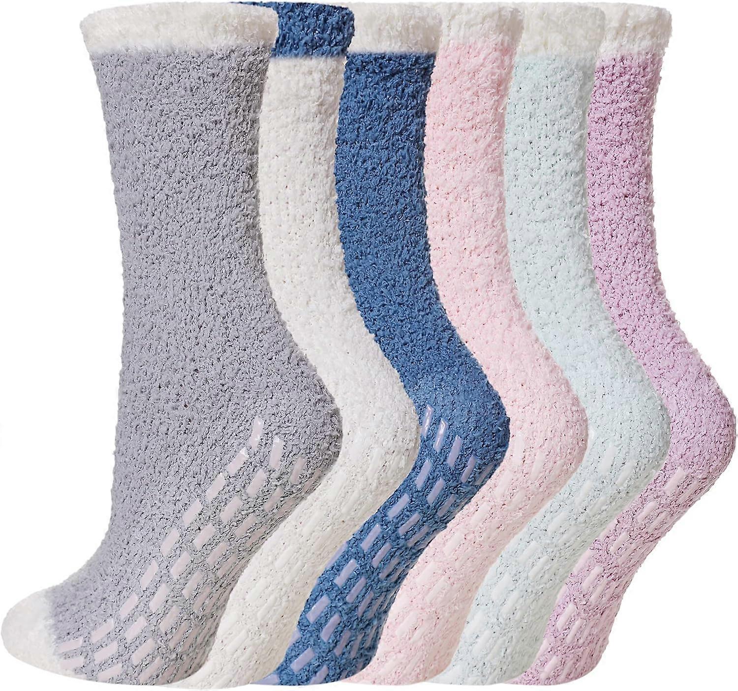 Women's Winter Plush Slipper Socks Fluffy & Anti-Slip Fuzzy Bed Socks ...