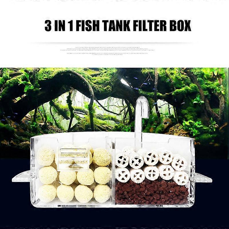 3 in 1 Fish Tank Filter Box Aquarium External Filter Box Acrylic ...