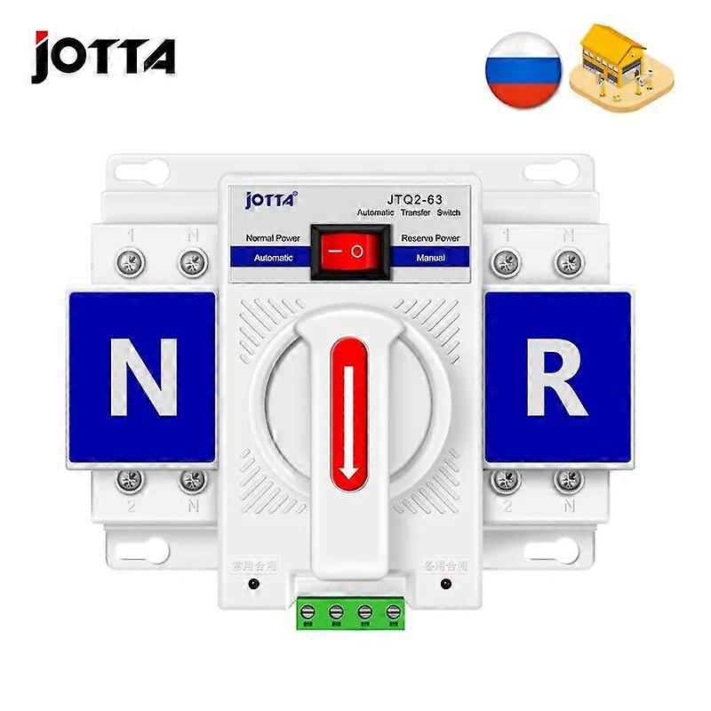 2P 63A 230V MCB type white color Dual Power Automatic transfer switch ATS Rated voltage 220V ...