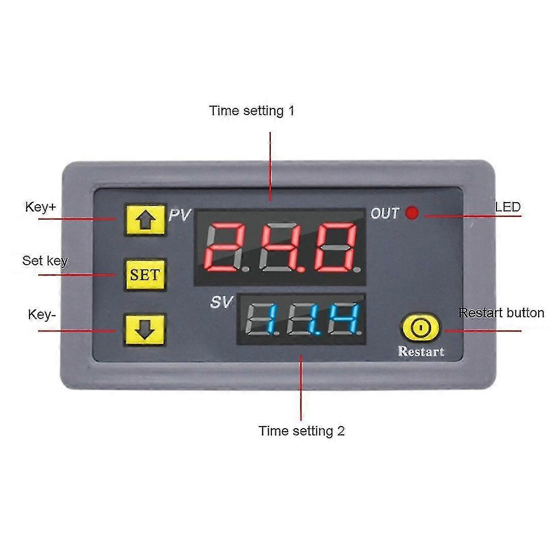 Digital Time Delay Relay Led Display Timer Control Switch Adjustable Timing Relay Time Delay ...