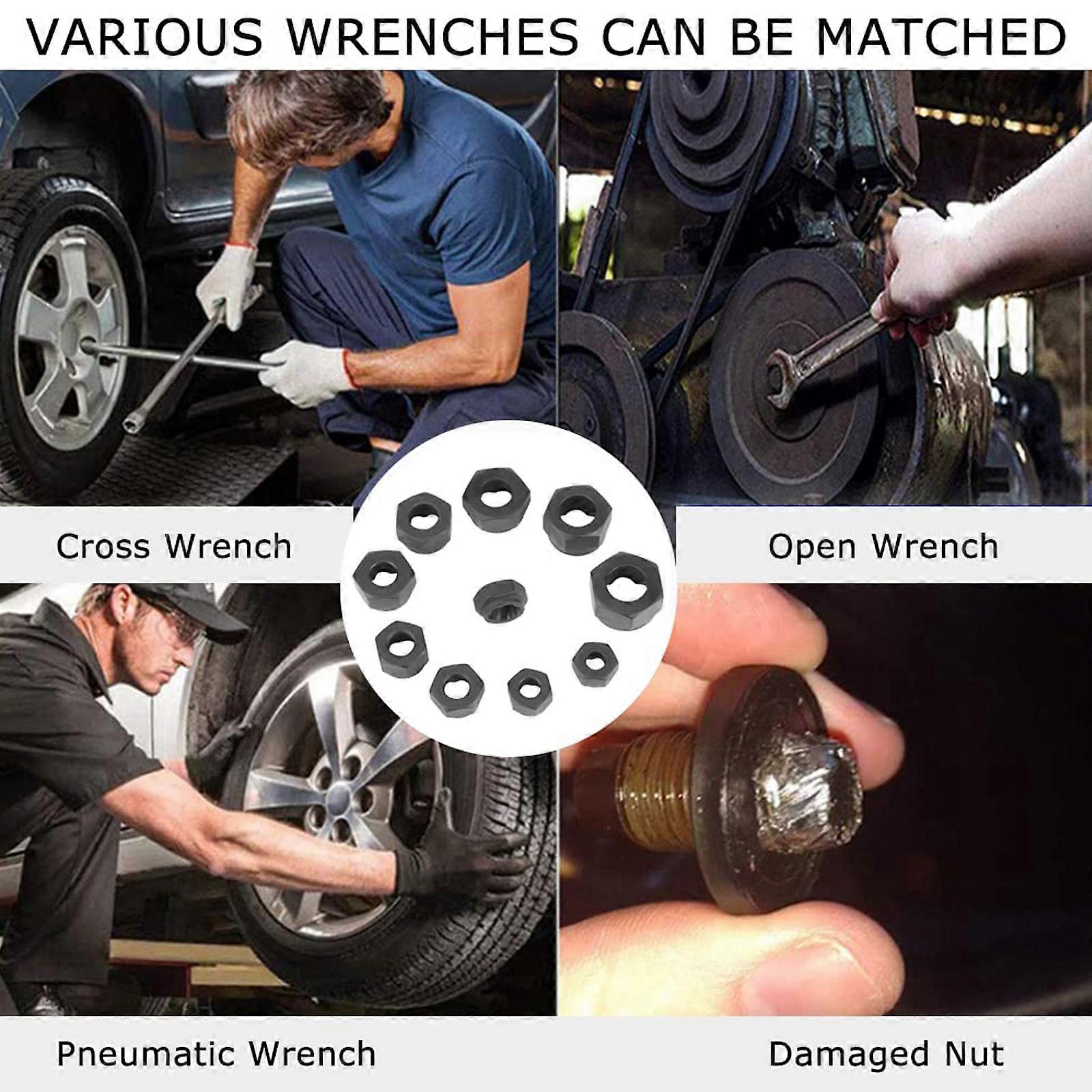 10Pcs Nut Remover,9-19mm Impact Nut Extractor Set,Nut Extractor Socket ...