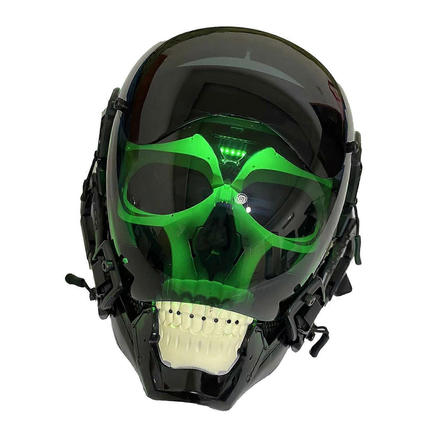Cosplay Skull Luminous Helmet Glowing Cyberpunk Voice Remote Control 10 ...