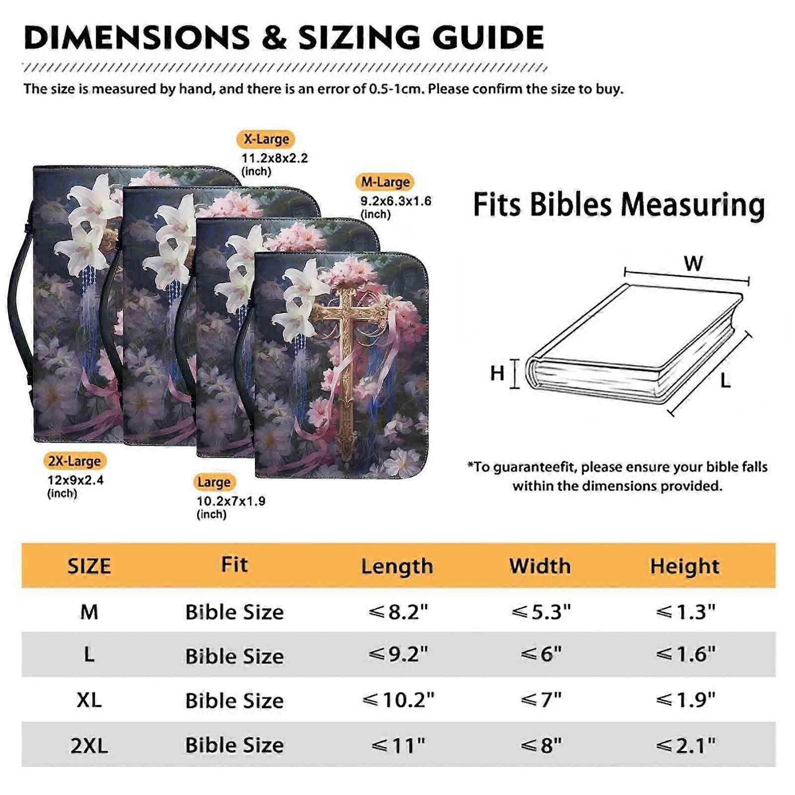 Floral Bible Cover Bible Case Leather Bible Cover Study Bible Carrying ...