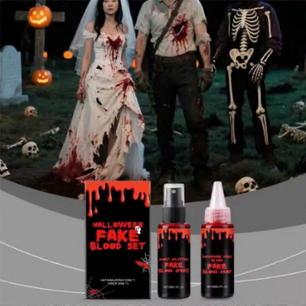 Halloween Fake Blood Make up Set Family Cosplay Party Art Theatertattoo ...