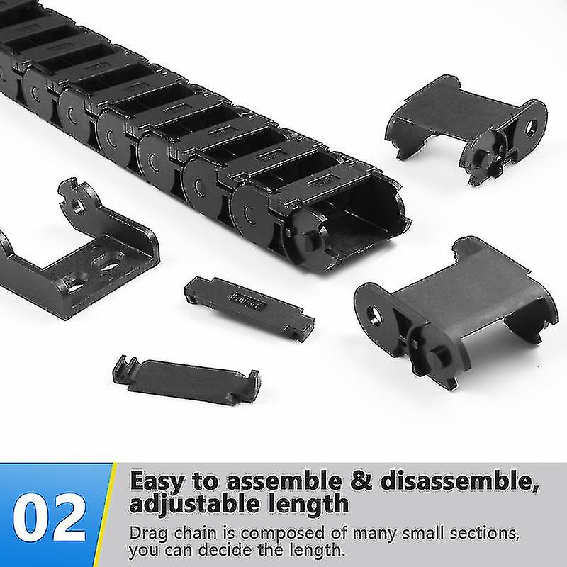 Plastic Cable Wire Carrier Drag Chain - 1m Length Nested Semi Closed ...