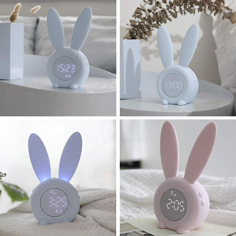 Bunny ear led digital alarm clock electronic led display sound control ...