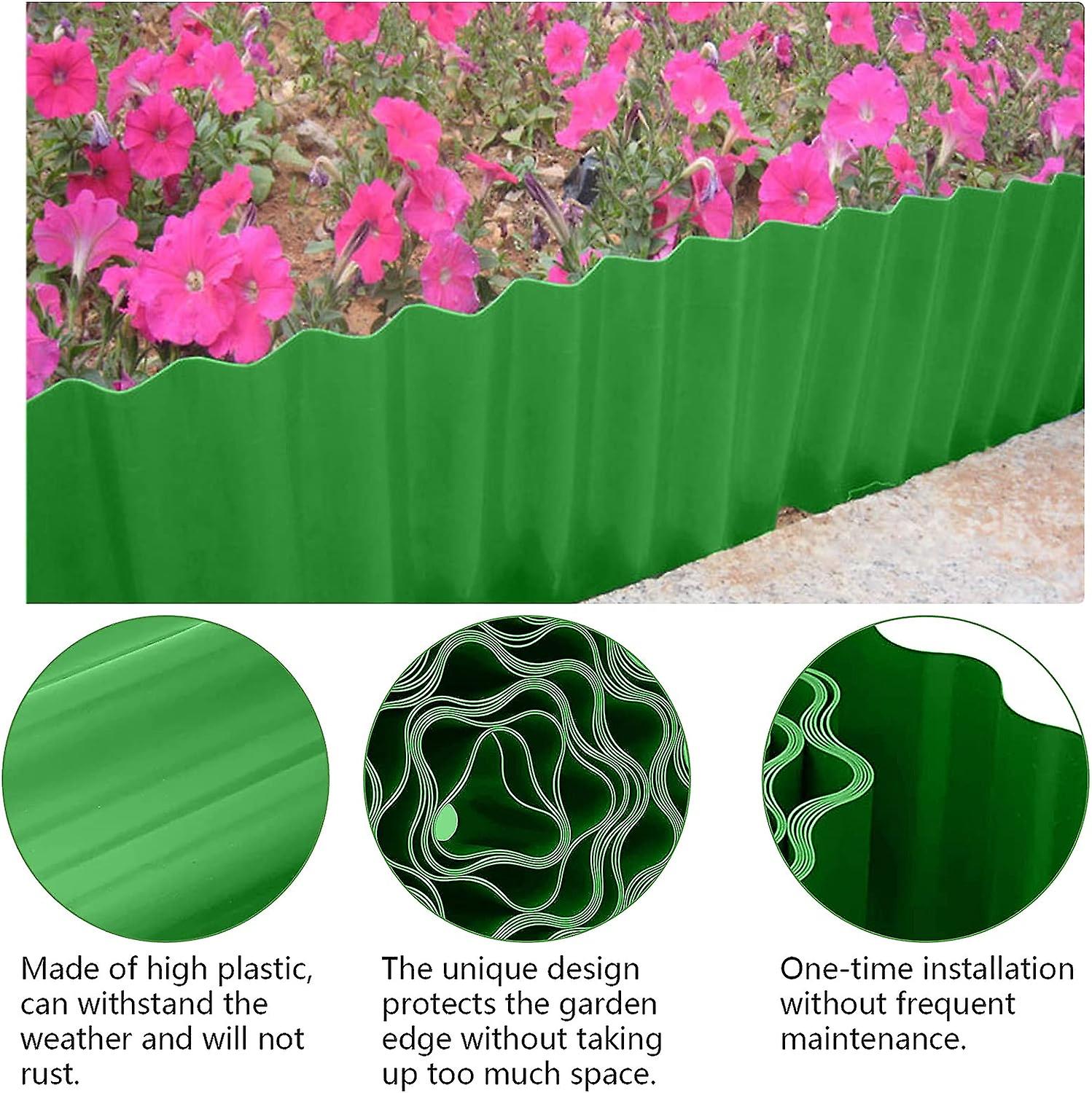 Plastic Garden Edging, 12 Meters Flexible Lawn Edging, Flower Bed ...