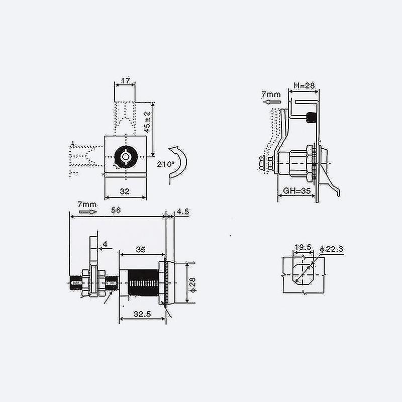 Set Of 2 Cylinder Lock Triangular Cam Lock Lengthened Lock Body Central ...