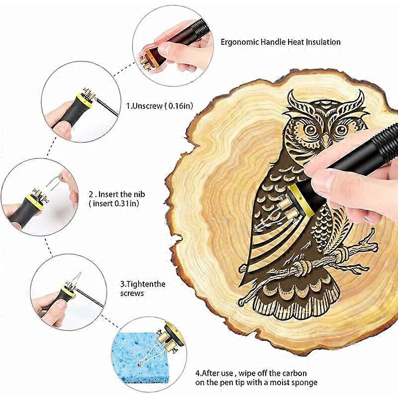 Wood Pyrography Kit, 60W Digital Pyrography Machine 0-730C Adjustable ...