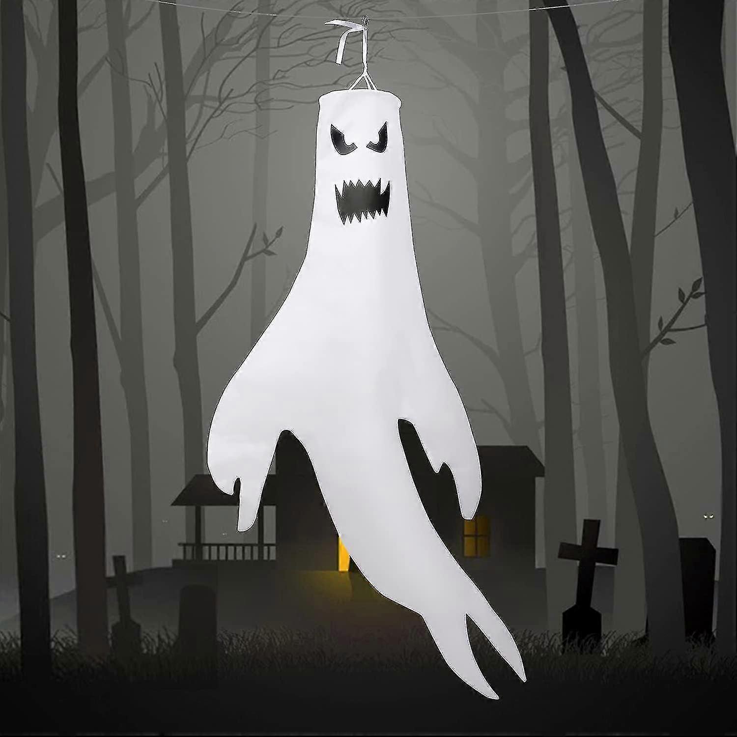For Halloween Windsock Ghost Flag, 47inch Halloween Hanging Flag ...