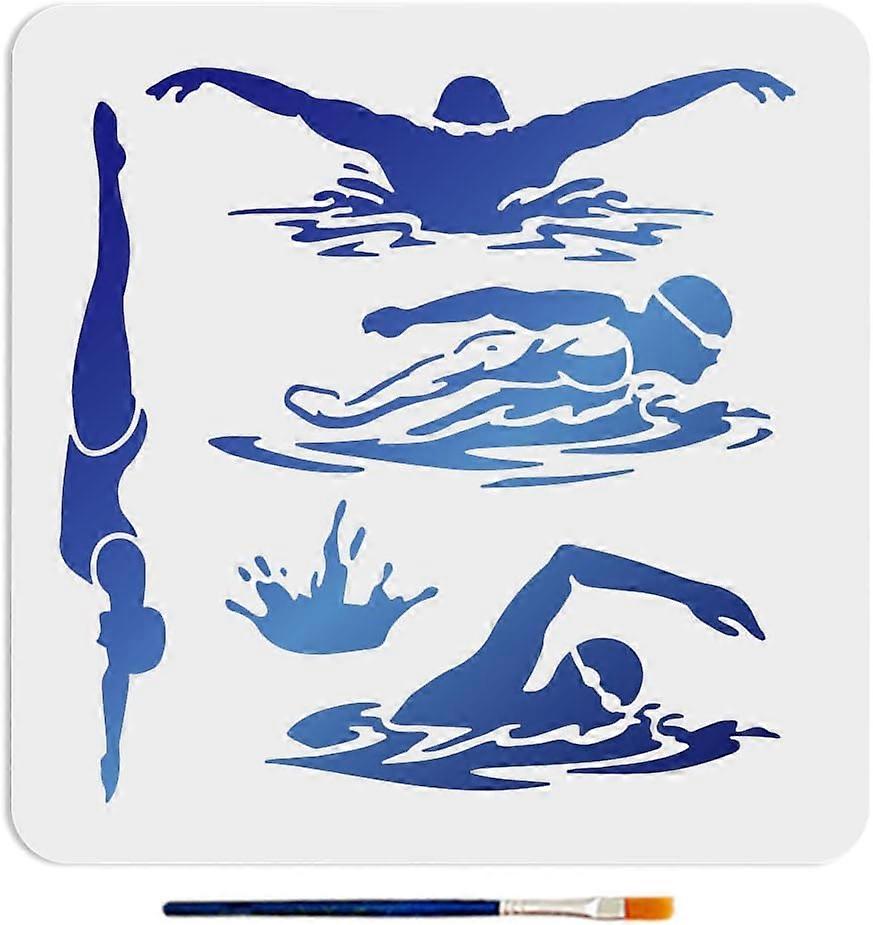 Swimming Swimmer Stencil 11.811.8inch Man Freestyle Swimming Diving ...