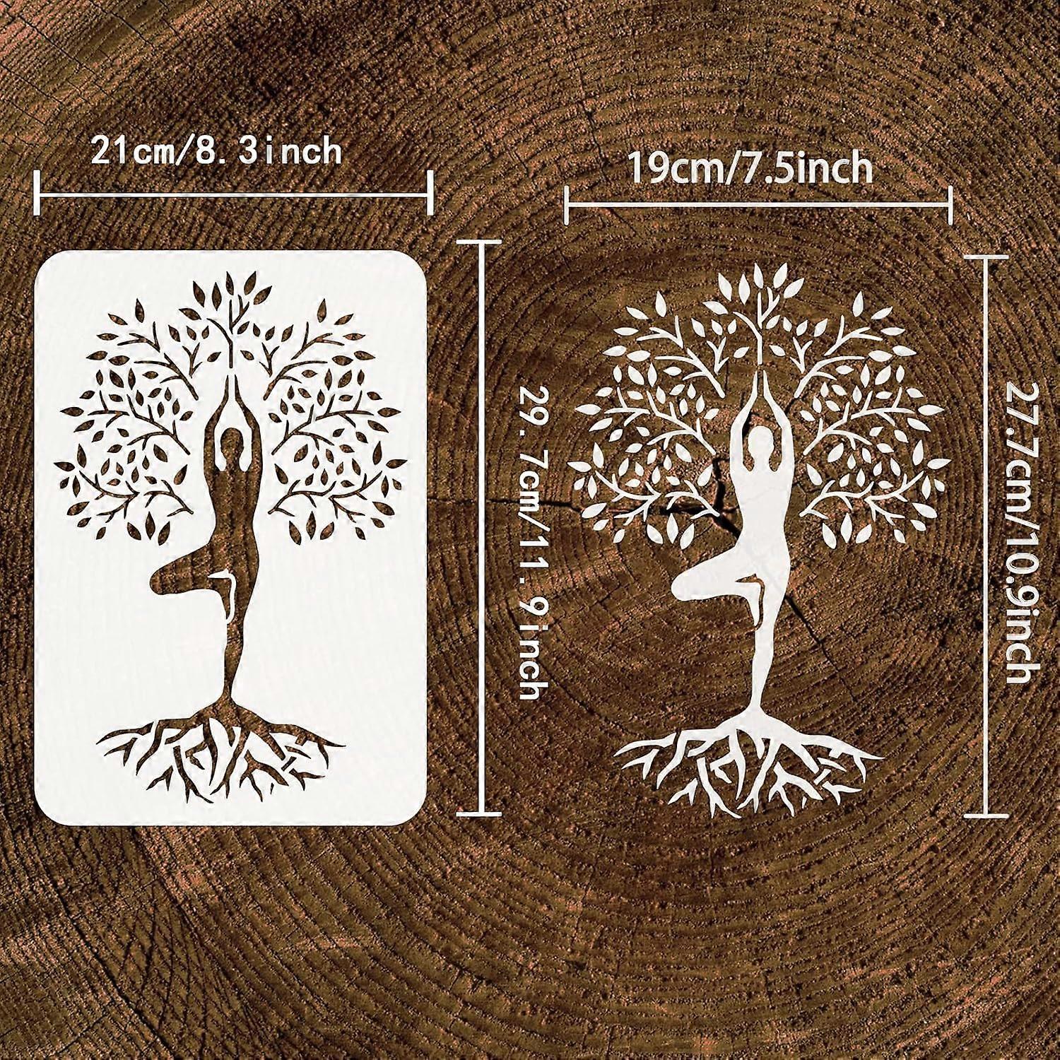 Tree of Life Stencil 8.3x11.7inch Reusable Tree Pose Stencil Yoga Pose ...