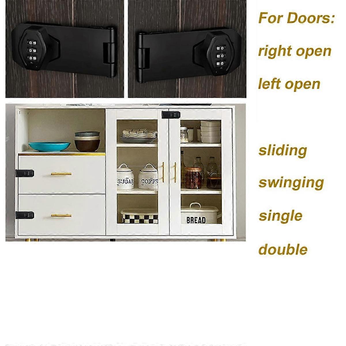 Cabinet Lock Keyless 3-Digit Password Combination Code Hasp Latch Lock ...