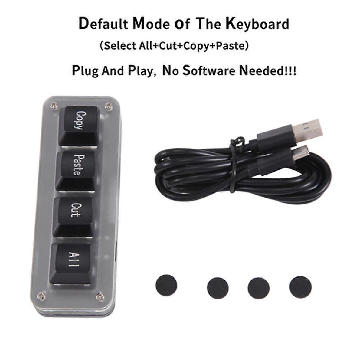 Mini 4-Key Select Copy Paste Cut All Macro Pad Shortcut One Handed ...