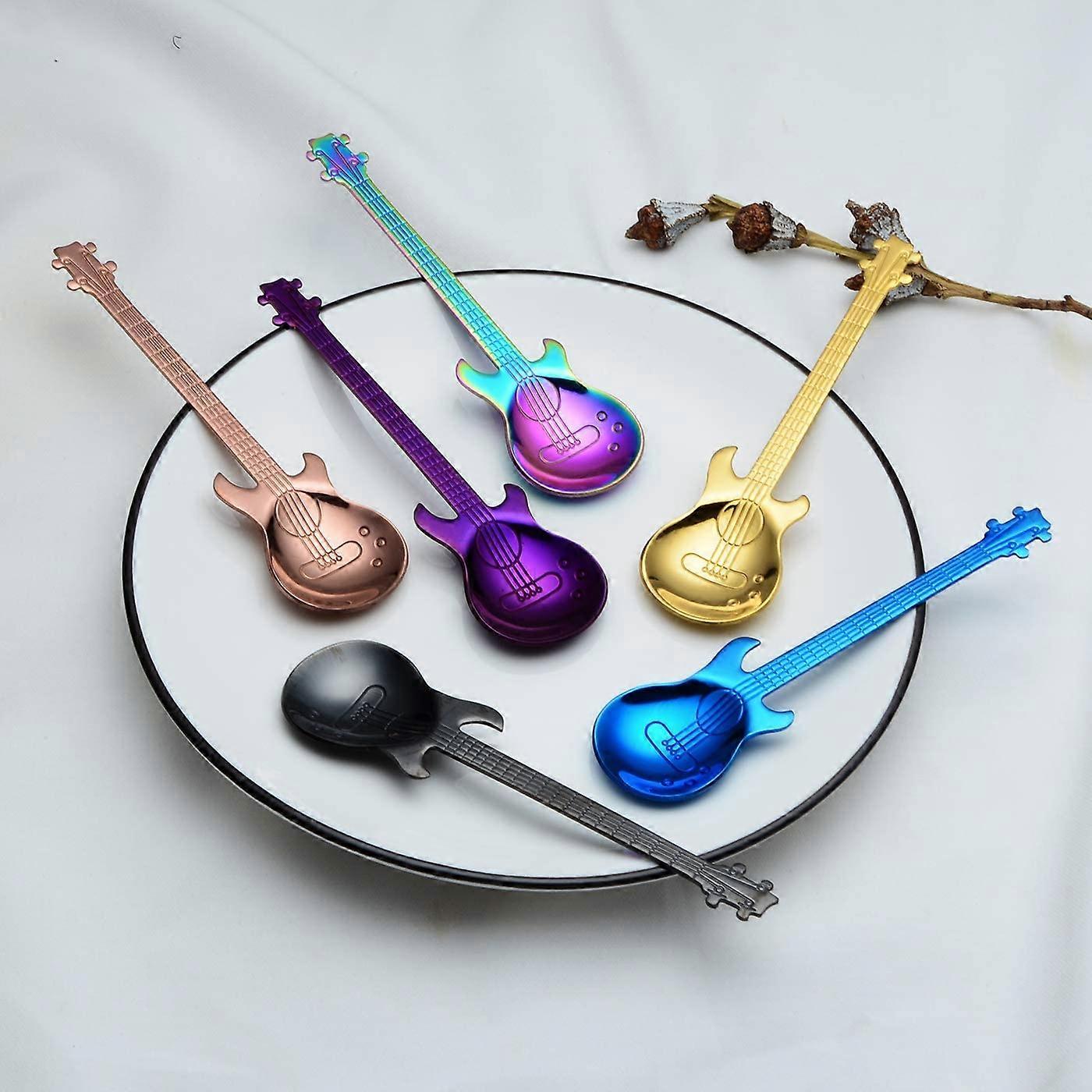 Guitar Coffee Spoons 6-Pack Cute Spoons Stainless Steel Teaspoons ...