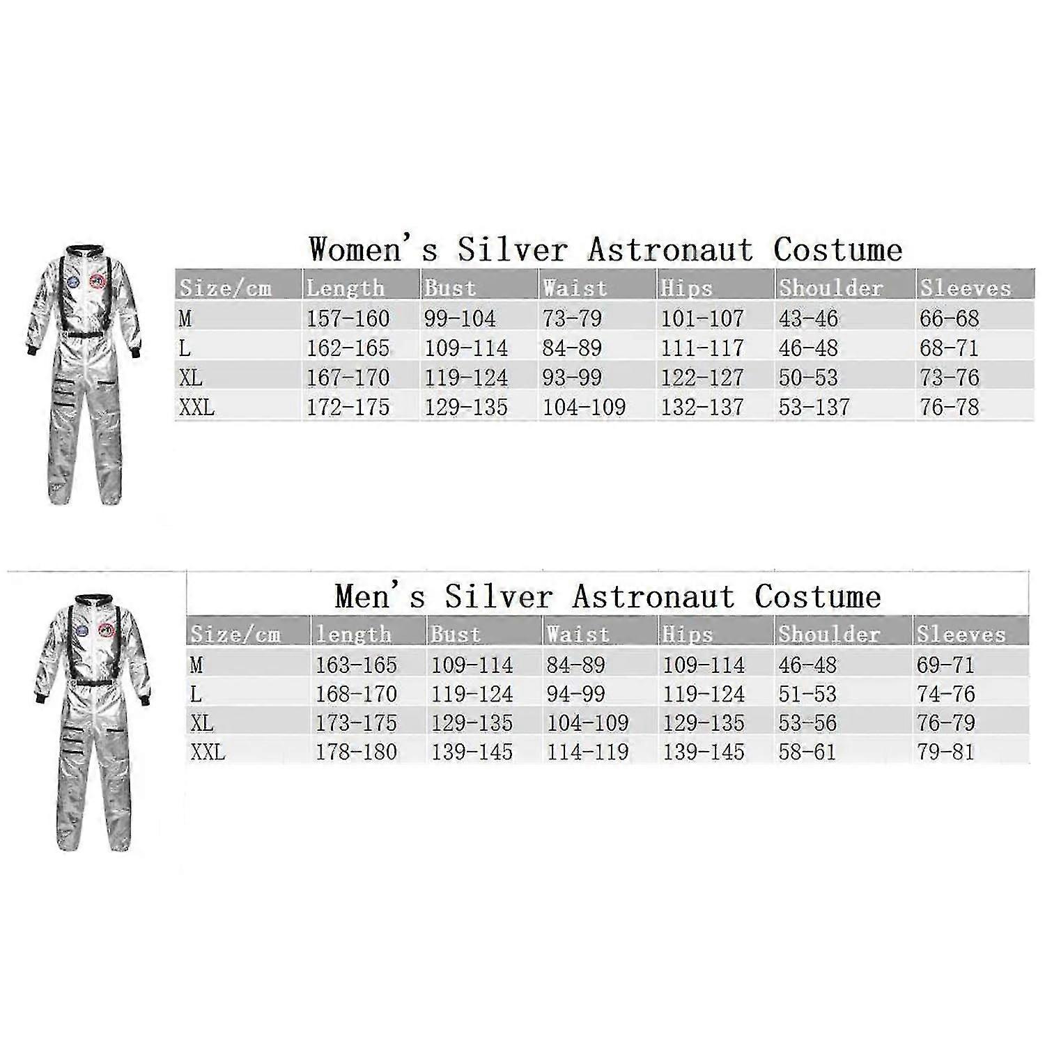 Astronaut Costume Space Suit For Adult Cosplay Costumes, Zipper Silver ...