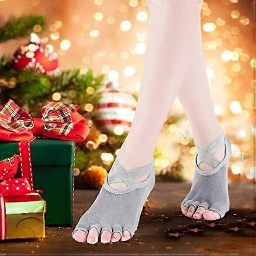 Yoga Socks for Non-Slip Women Sock Sox Five Toe with Grips Toeless One ...