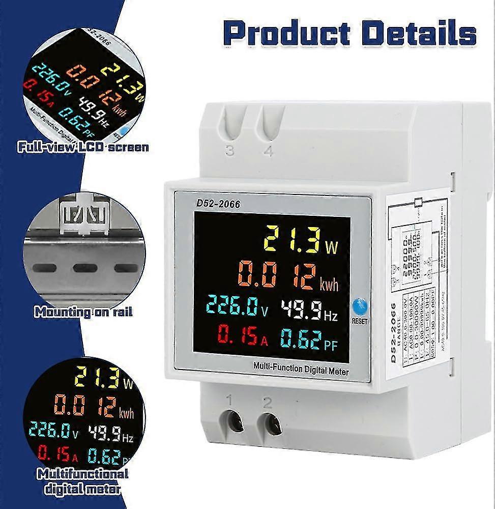 6 In 1 Single Phase Energy Meter Ac40-300v 100a Digital Energy Meter, 1 ...