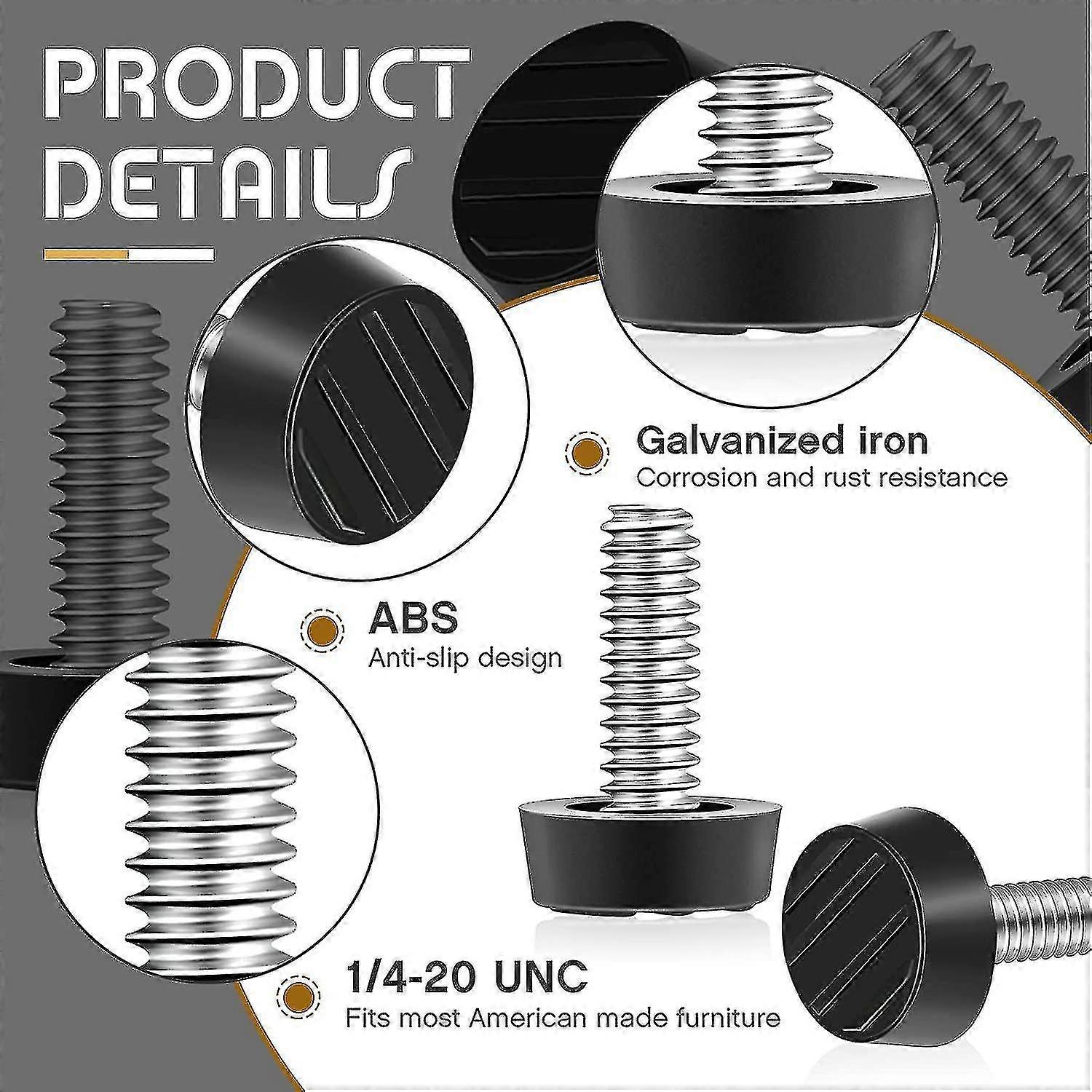 1/4-20 Unc Thread Adjustable Furniture Levelers Screw Foot Levelers ...