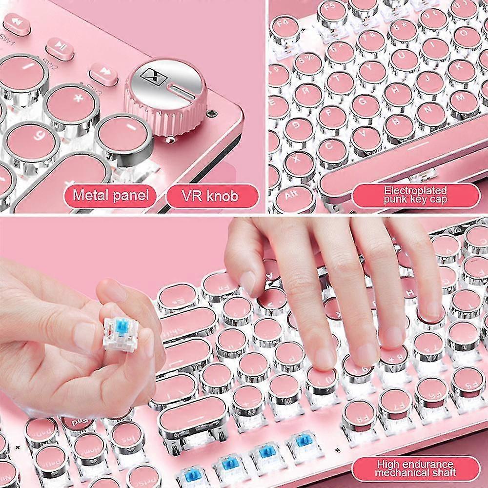 Retro Mechanical Gaming Keyboard 104 Key, Led Backlit Keyboard | Fruugo UK